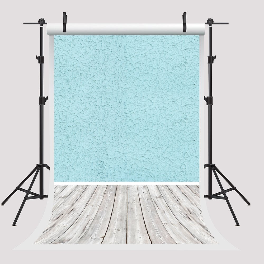 GreenDecor 5x7ft Solid Blue Photography Backdrops White Wood Floor ...