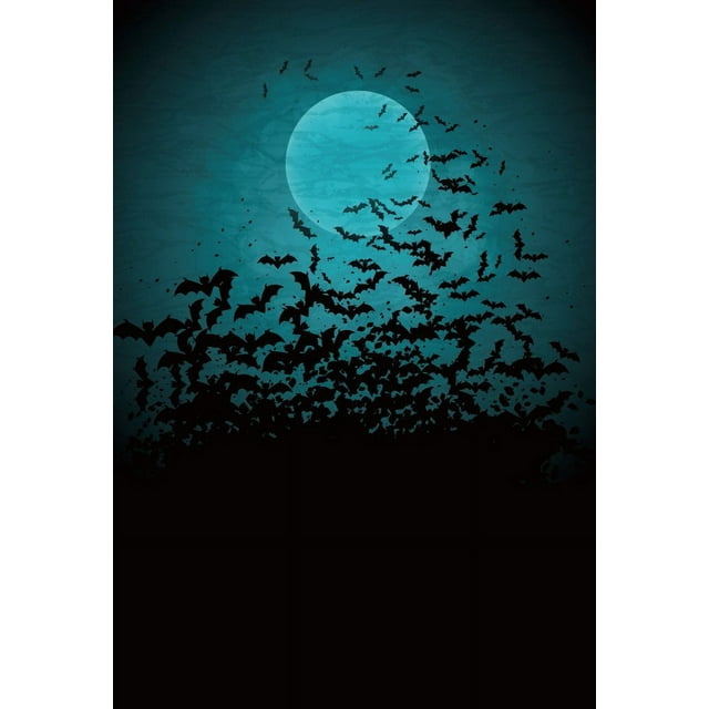 GreenDecor 5x7ft Spooky Halloween Night Scary Bats Full Moon ...