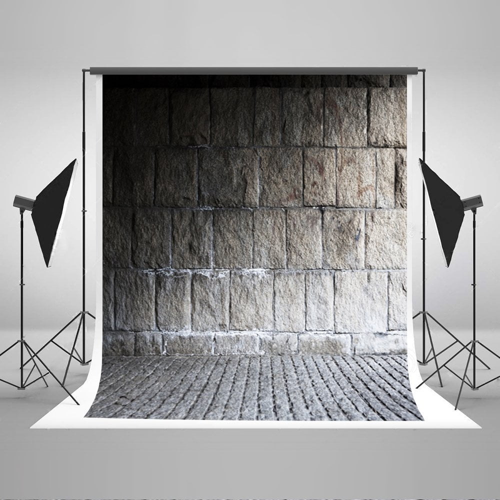 GreenDecor 5x7ft Sunshine Grey Brick Wall Floor Backdrop Pahotgraphy ...