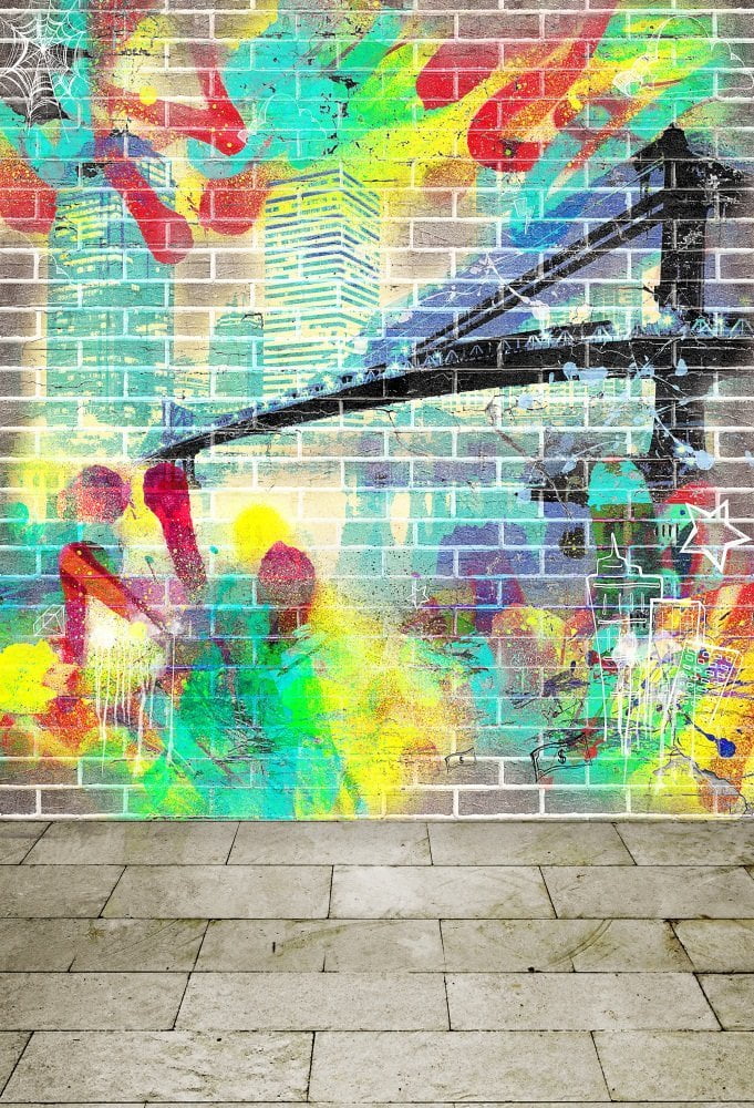 GreenDecor 5x7ft Urban Buildings Graffiti Brick Wall Photography Studio ...