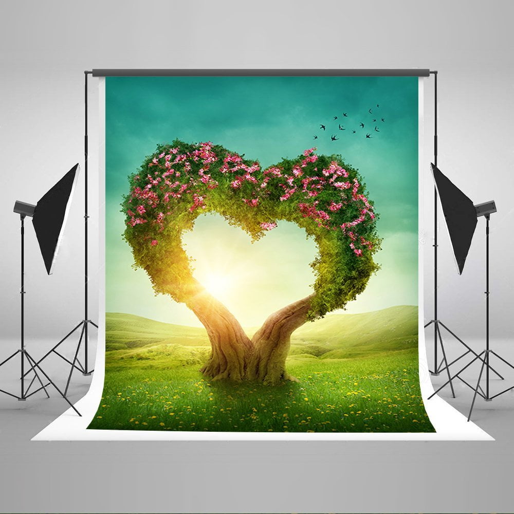 GreenDecor 5x7ft Valentine Photography Background Romantic Heart Tree ...