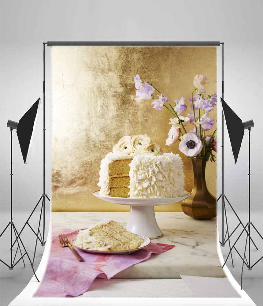 GreenDecor 5x7ft Valentine's Day Cakes Backdrop Fresh Flowers Vase ...