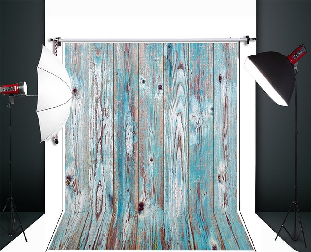 GreenDecor 5x7ft Weathered Blue Wood Wall Floor Newborns Children ...