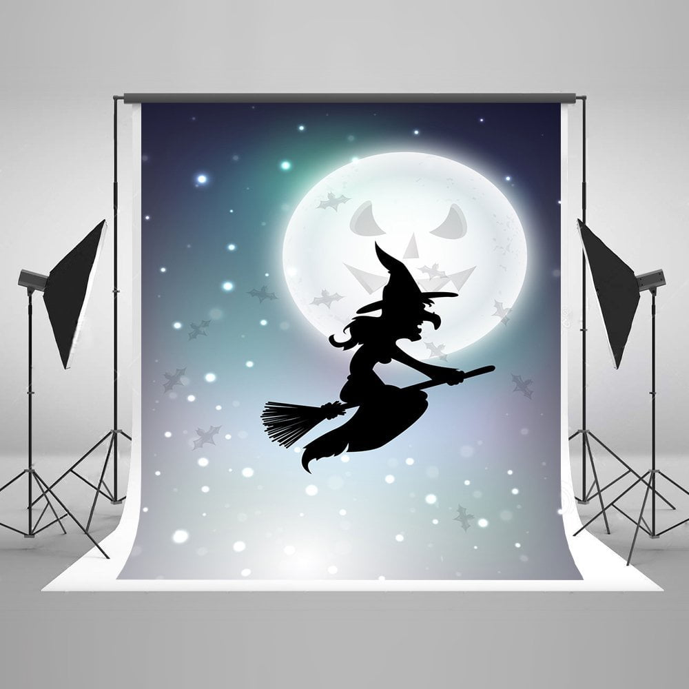 GreenDecor 5x7ft White Big Moon Photography Backdrops Witch Shoot ...