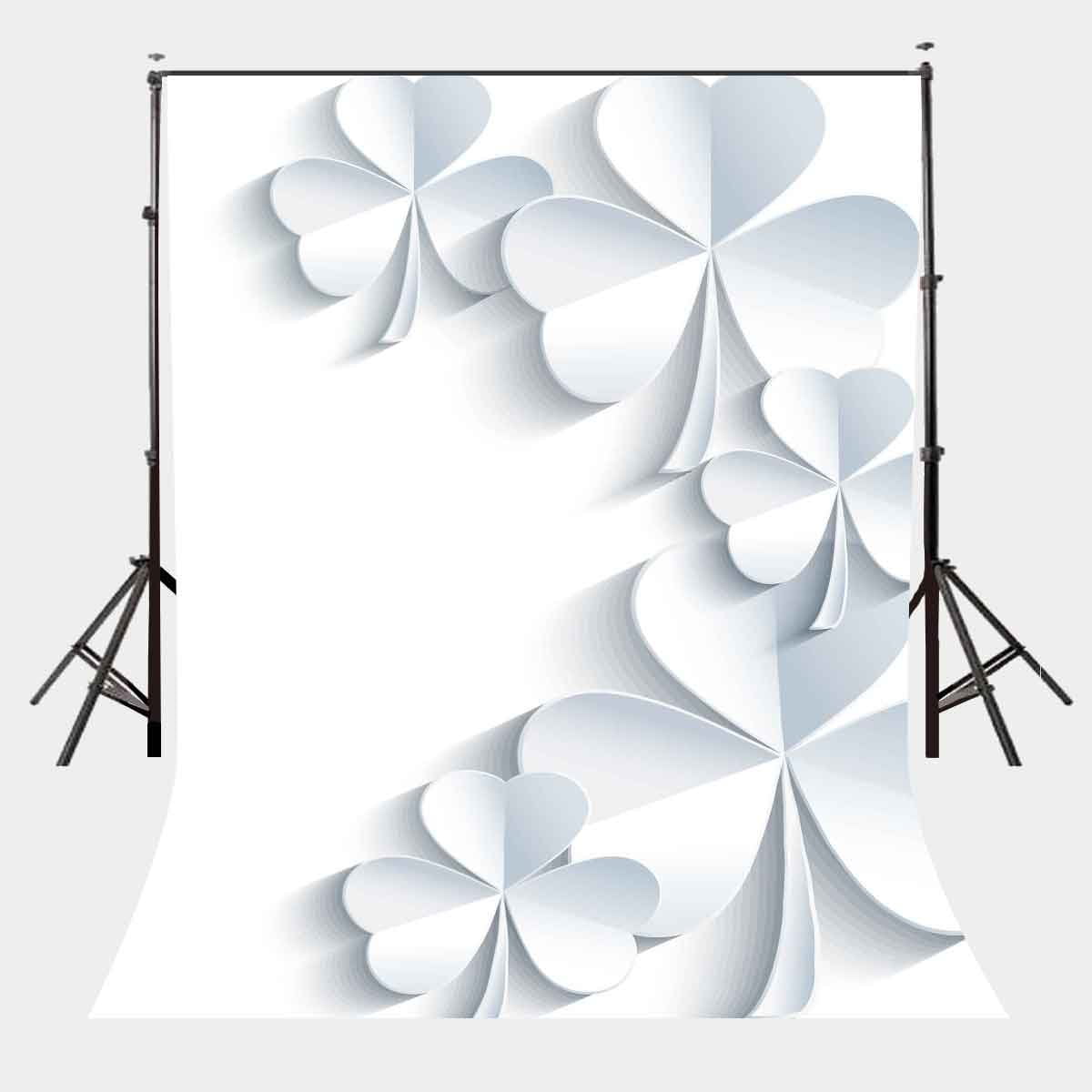 GreenDecor 5x7ft White Flower Backdrop Simple and Clear White 3D ...