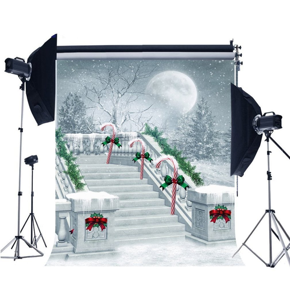 GreenDecor 5x7ft White Frozen Snow Photography Backdrop Winter Photo ...