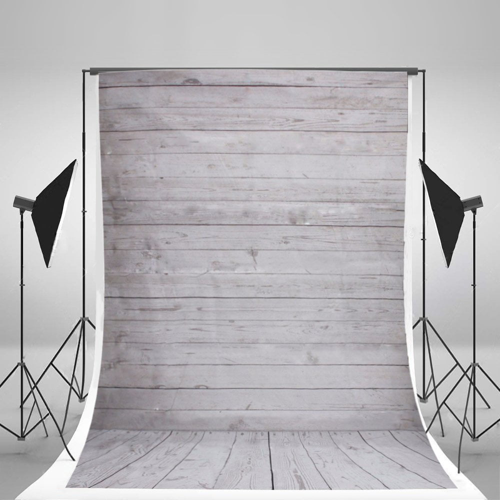 GreenDecor 5x7ft White Wood Floor Printed Photography Backdrop Studio ...
