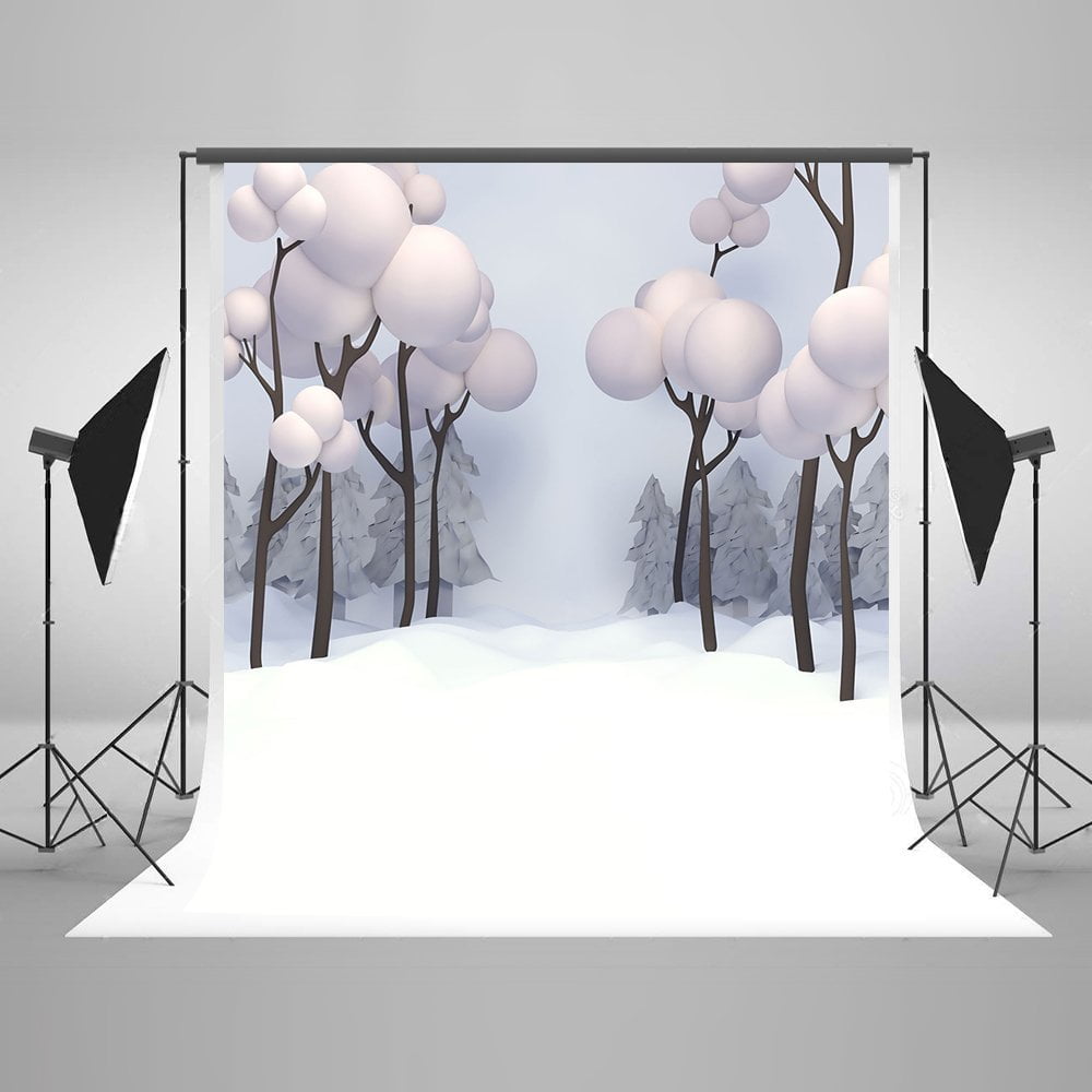 GreenDecor 5x7ft White World Snow Tree Balloon Baby Children Shooting ...