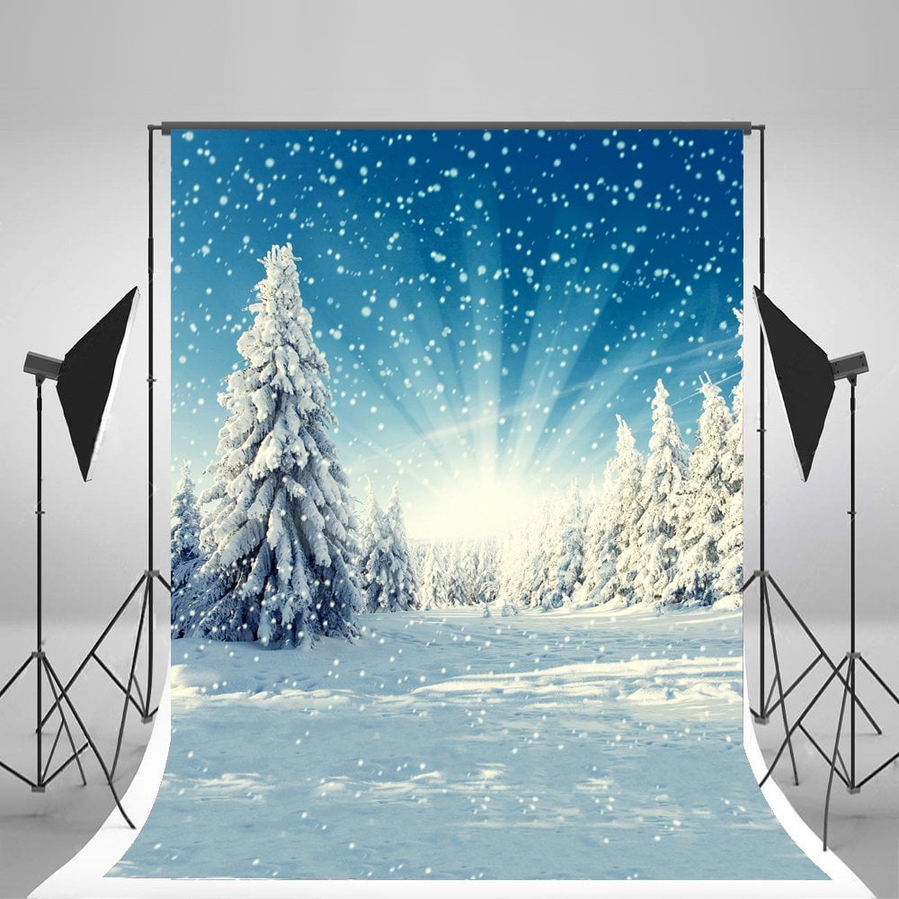 GreenDecor 5x7ft Winter Photography Backdrops White Frozen Snow Photo ...