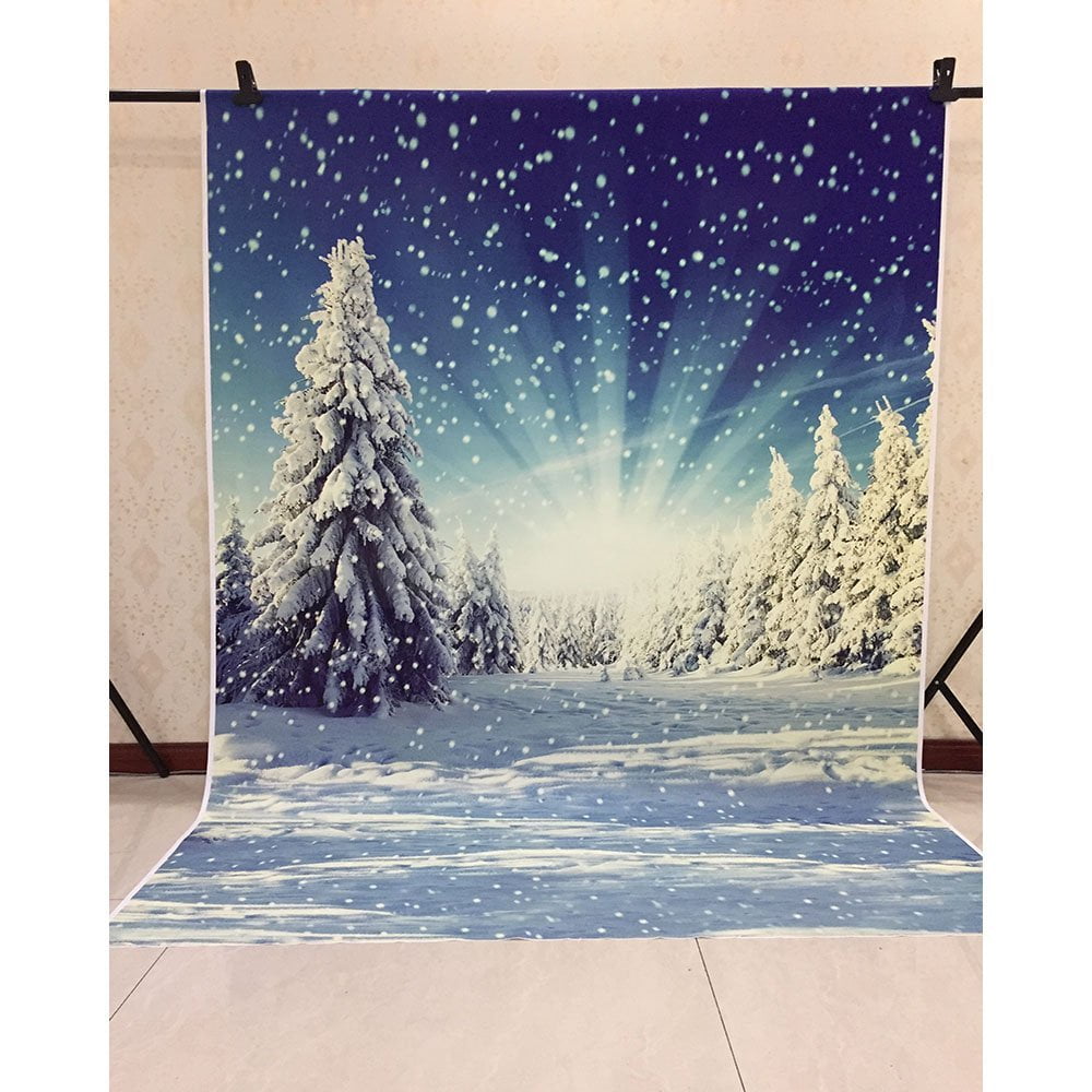 GreenDecor 5x7ft Winter Photography Backdrops White Frozen Snow Photo ...