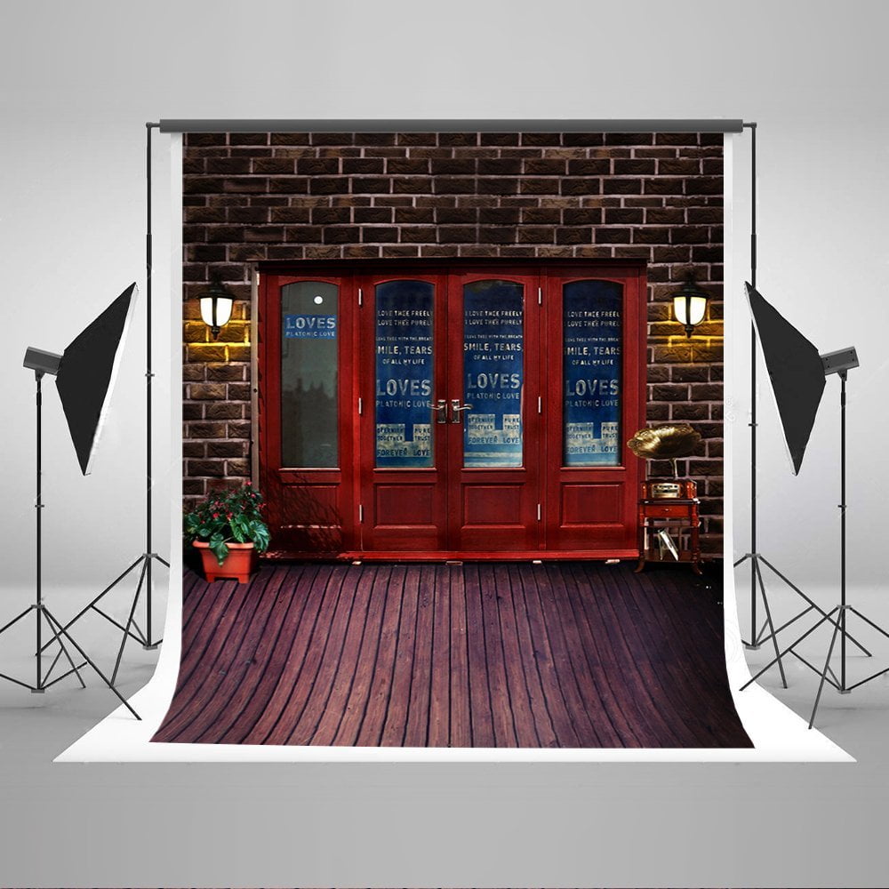GreenDecor 5x7ft Wood Floor Photo Background Brick Wall Photography ...