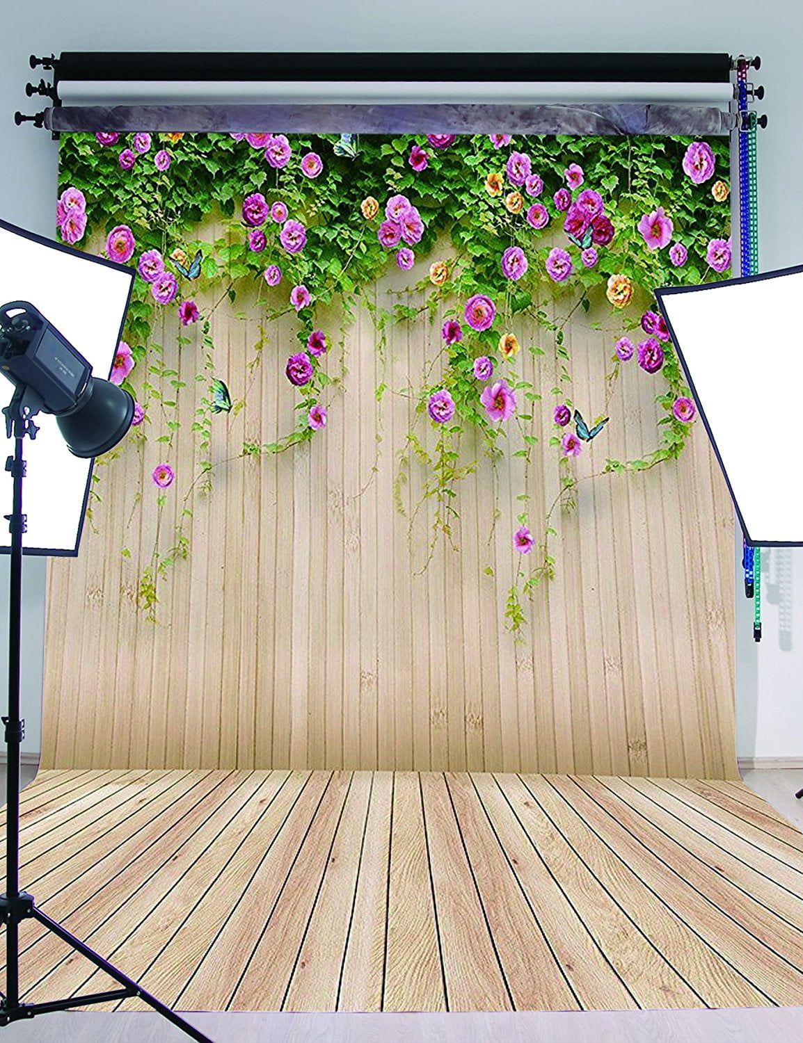 GreenDecor 5x7ft Wood and Flower Photo Backdrops Studio Background ...