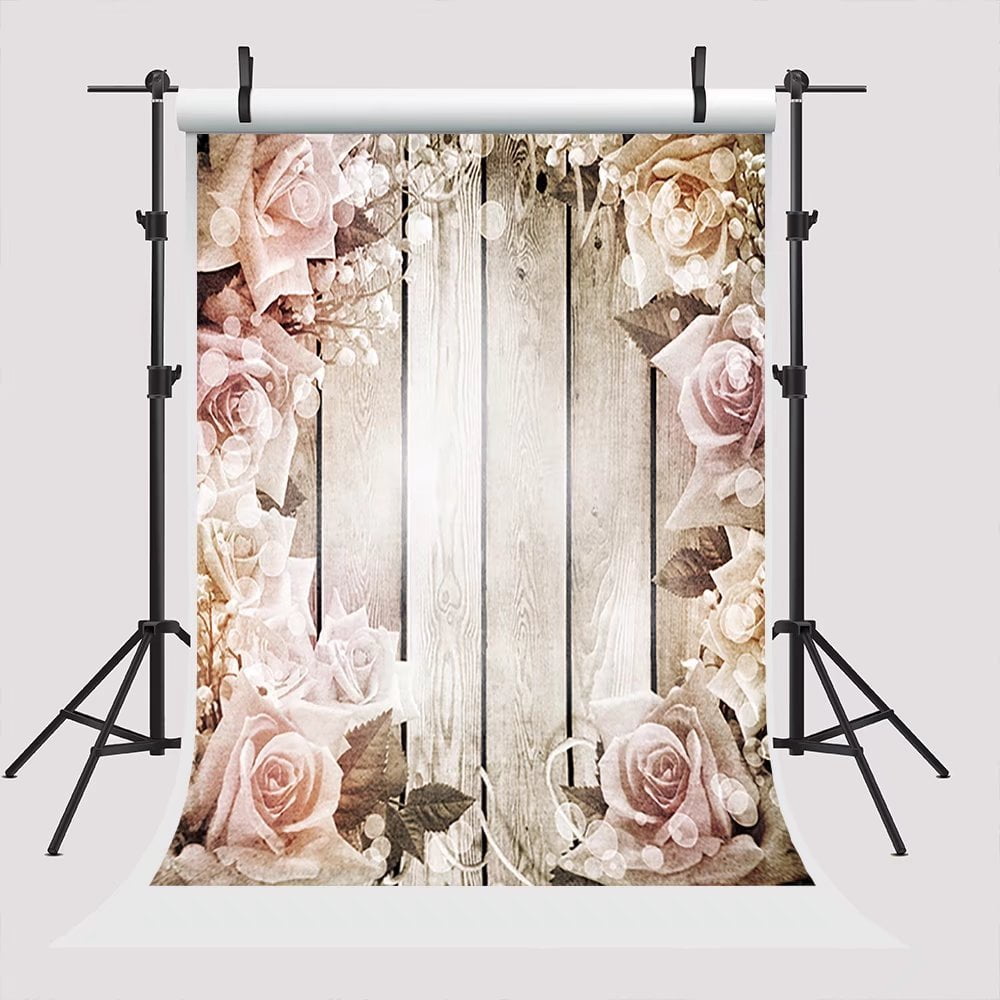 GreenDecor 5x7ft Wood with Flower Photography Backdrops Valentine's Day ...
