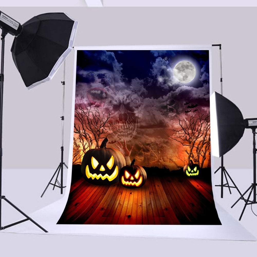 GreenDecor 5x7ft halloween backdrops Pumpkin Ghost moon halloween ...