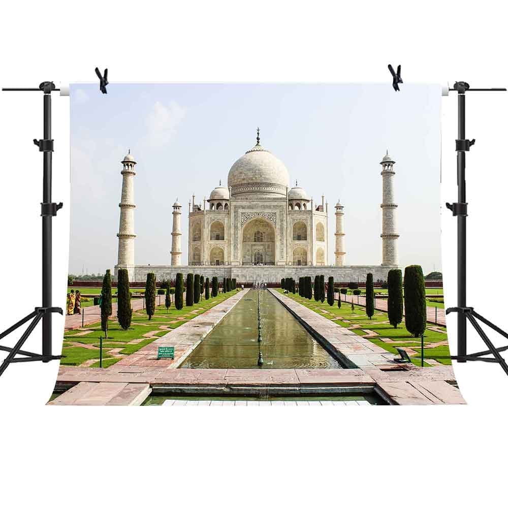 GreenDecor 7x5Ft Taj Mahal Backdrop Beautiful Architecture Green Tree ...