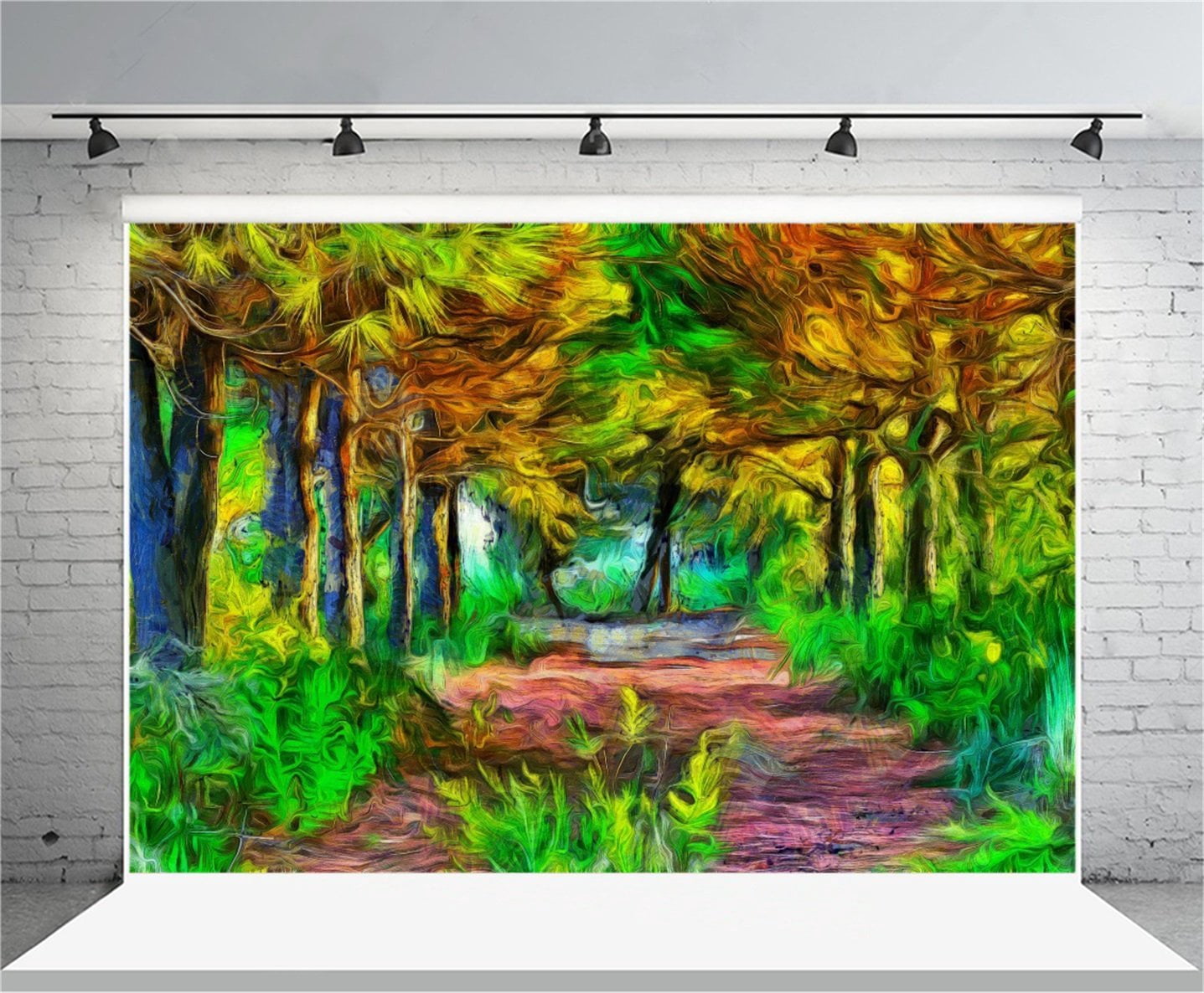 GreenDecor 7x5ft Abstract Painting Fall Forest Backdrop Surreal Fantasy ...