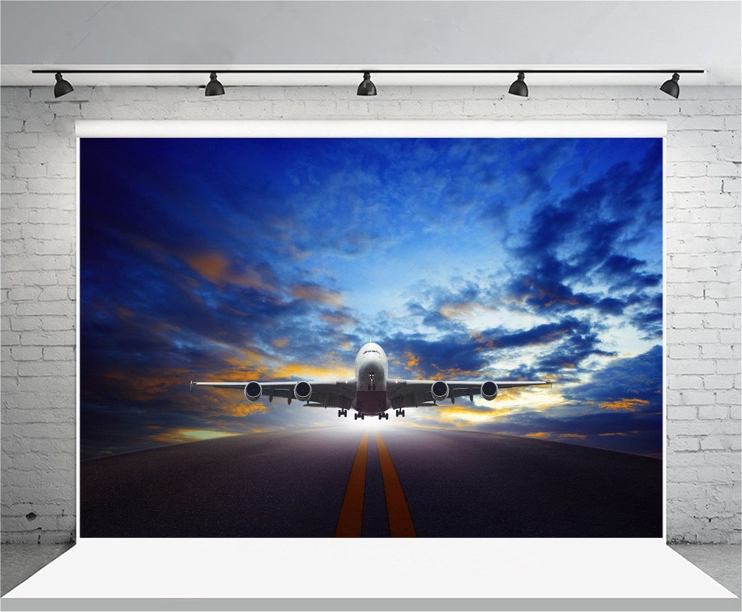 GreenDecor 7x5ft Airplane Take off Backdrop Aircraft Airport Runway ...