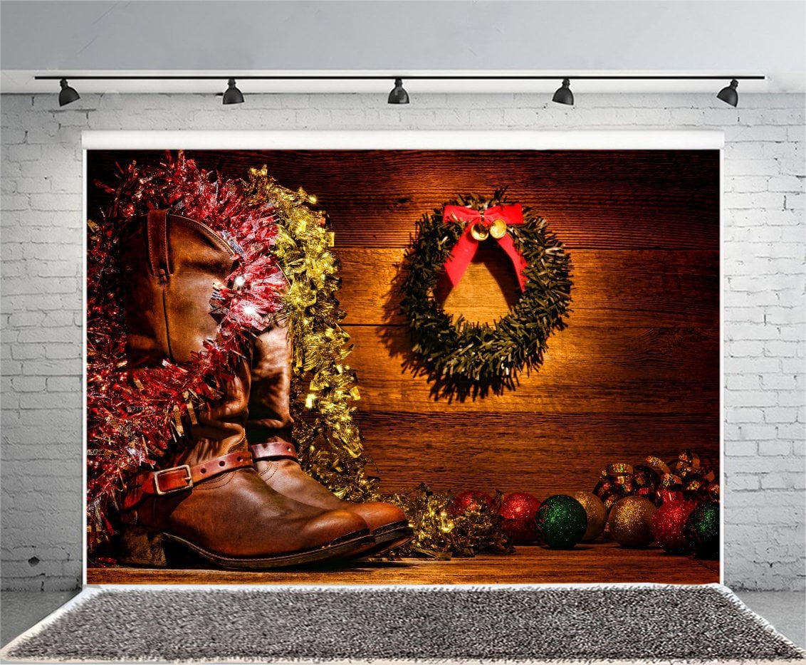 GreenDecor 7x5ft American West Rodeo Cowboy Boots Christmas Card ...