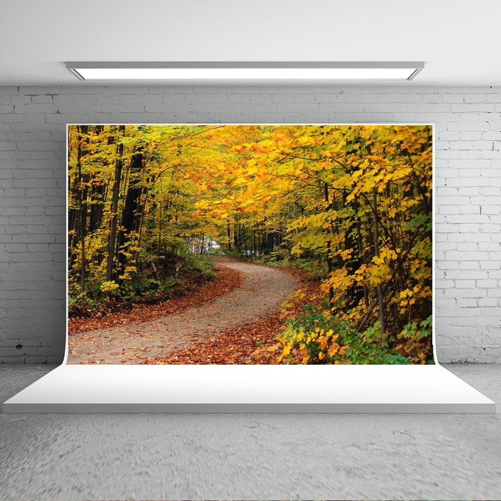 GreenDecor 7x5ft Autumn Forest Background Backdrop for Pictures Yellow ...