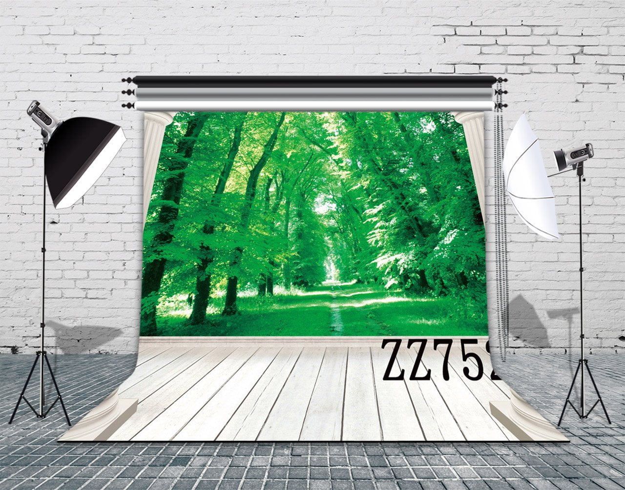 GreenDecor 7x5ft Balcony Green Forest Scenery Photography Backdrop ...