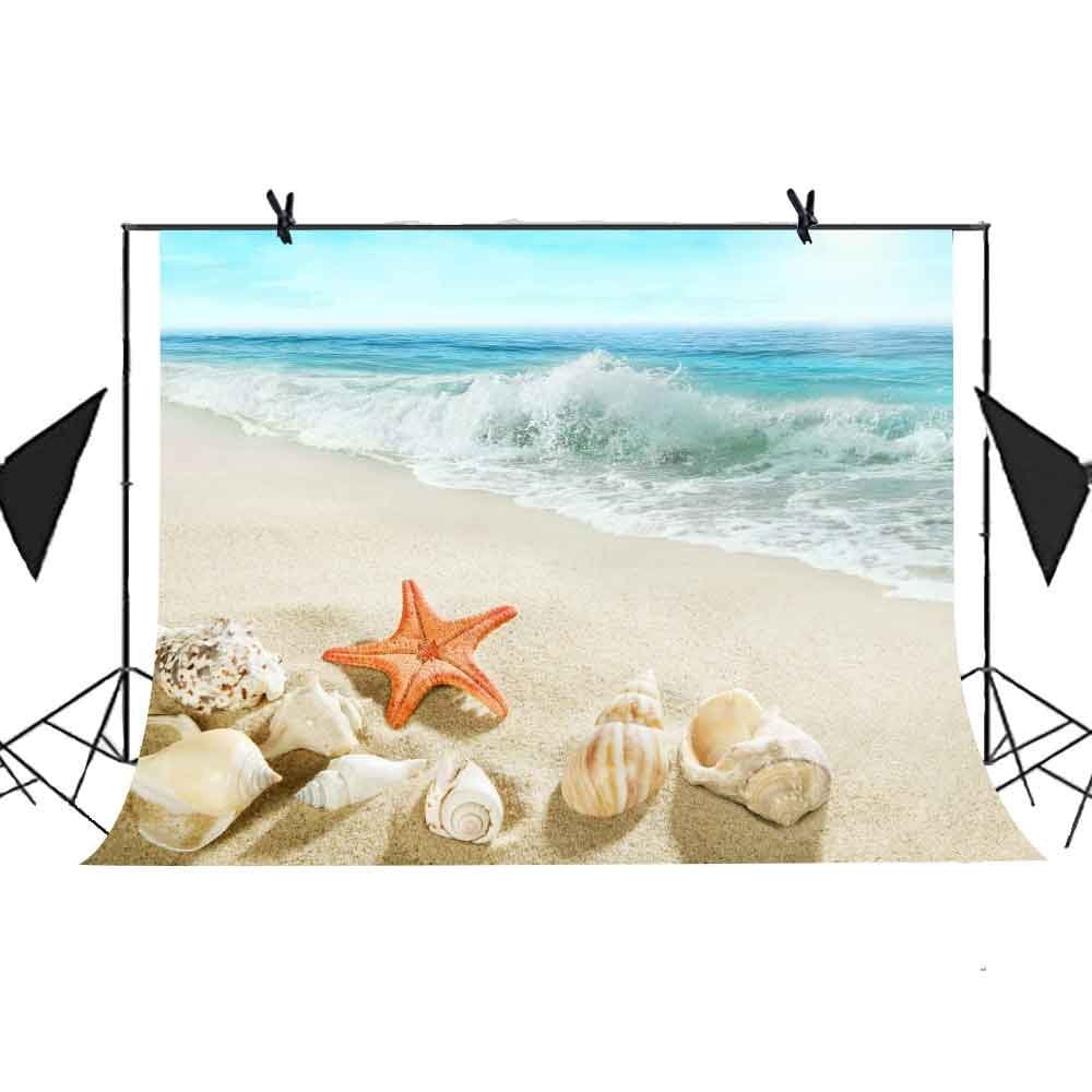 GreenDecor 7x5ft Beautiful Beach Backdrop Starfish Seashell Beach Sea ...