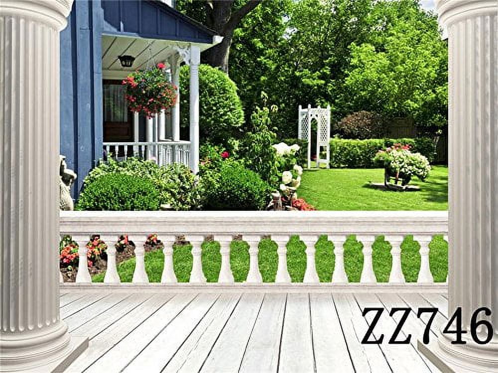 GreenDecor 7x5ft Beautiful Garden Beach Balcony Scenery Photography ...