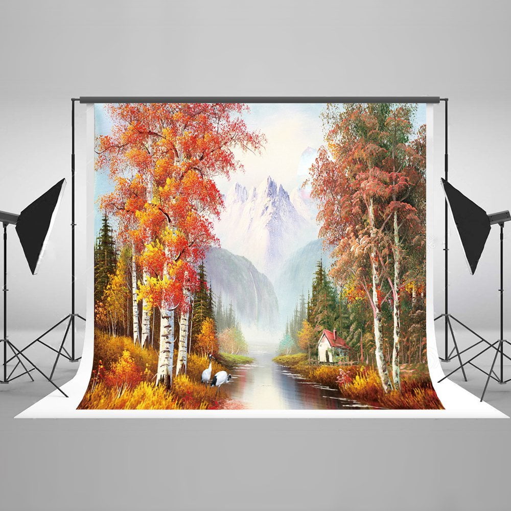 GreenDecor 7x5ft Beautiful Scenery Red Tree Red-crowned Crane Snow ...