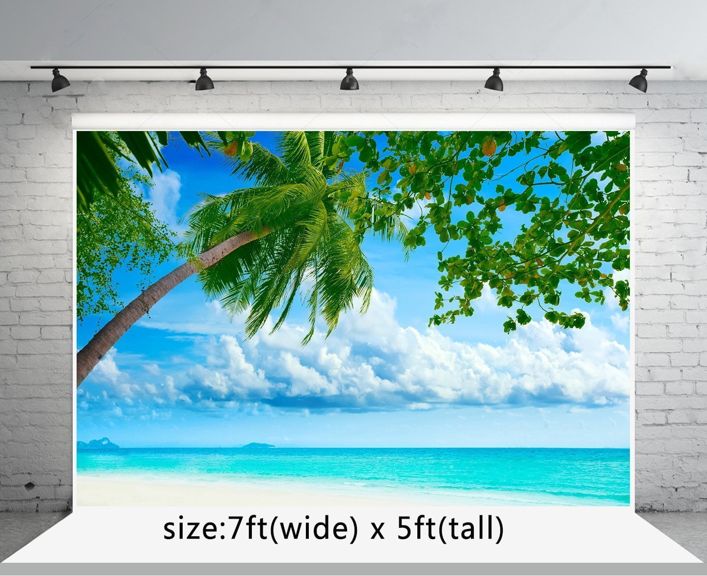 GreenDecor 7x5ft Blue Sea Backgrounds Blue Sky White Cloud Coconut ...