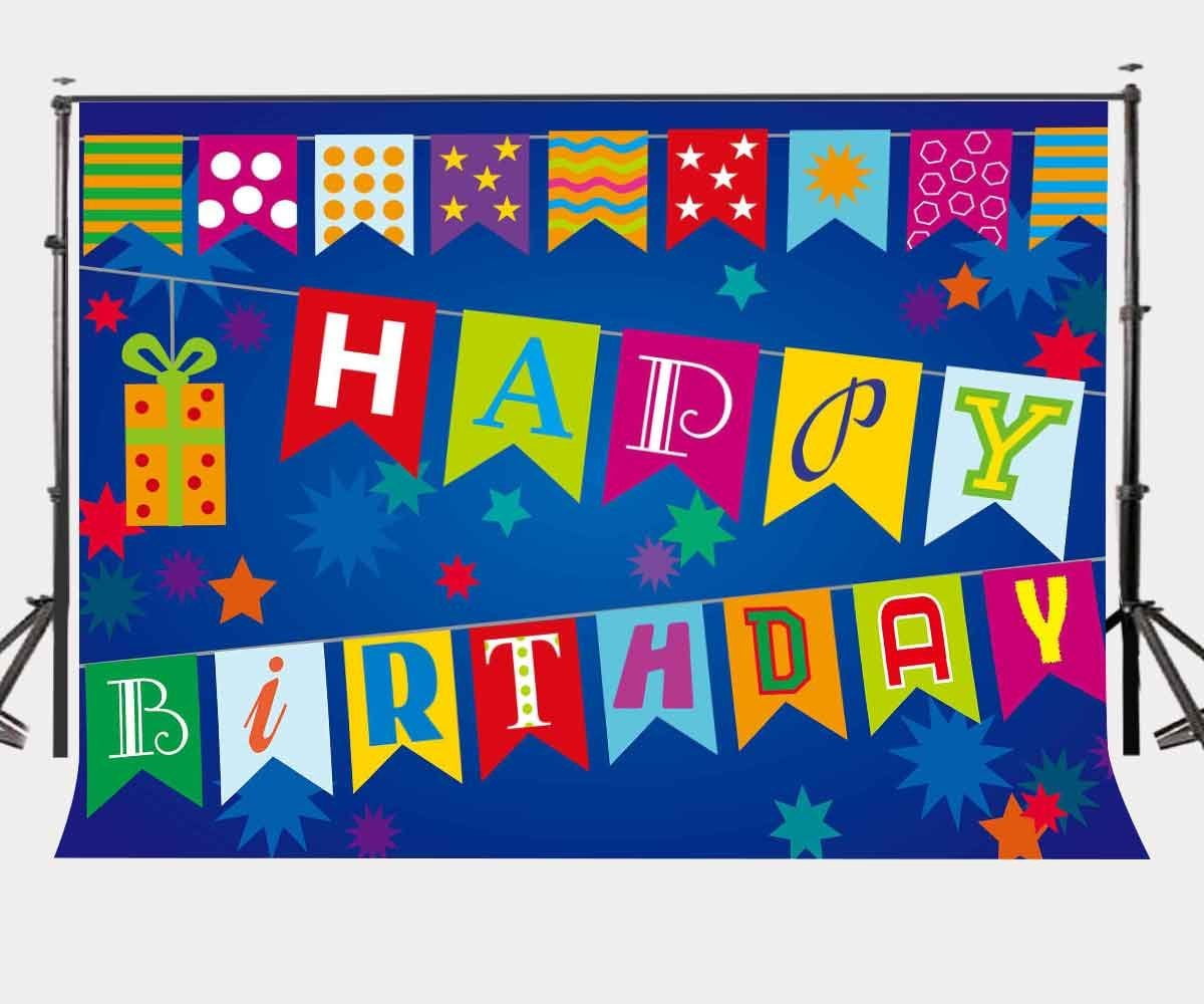 GreenDecor 7x5ft Cartoon Birthday Backdrop Colorful National Flags ...