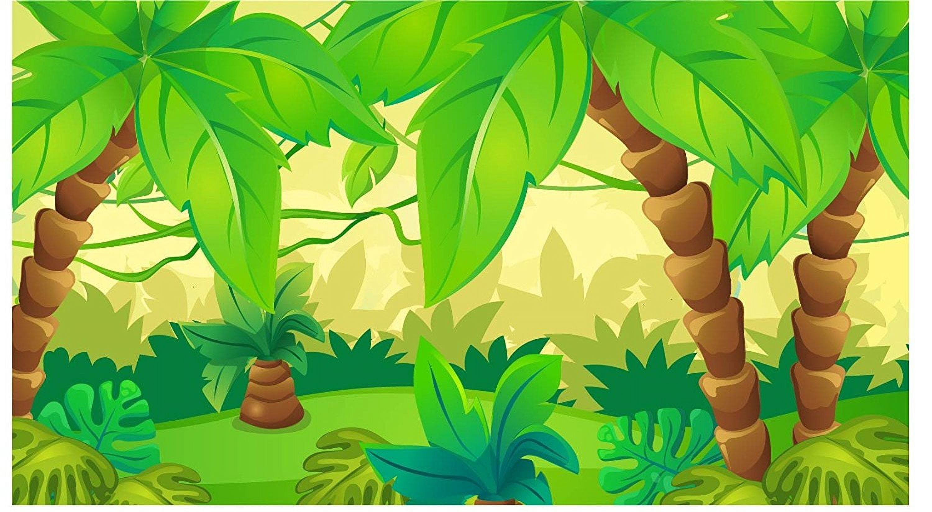 GreenDecor 7x5ft Cartoon Green Cute Forest Rainforest Jungle Theme ...