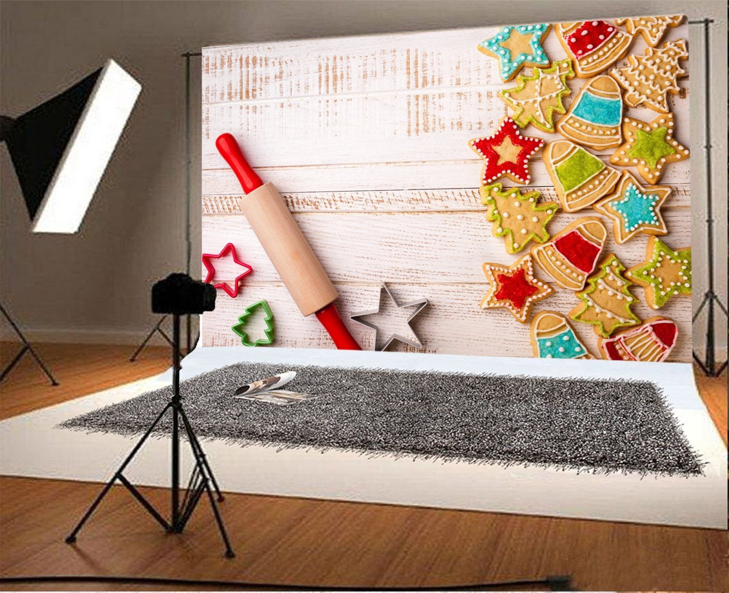 GreenDecor 7x5ft Christmas Backdrop Gingerbread Bells Star Peeled ...