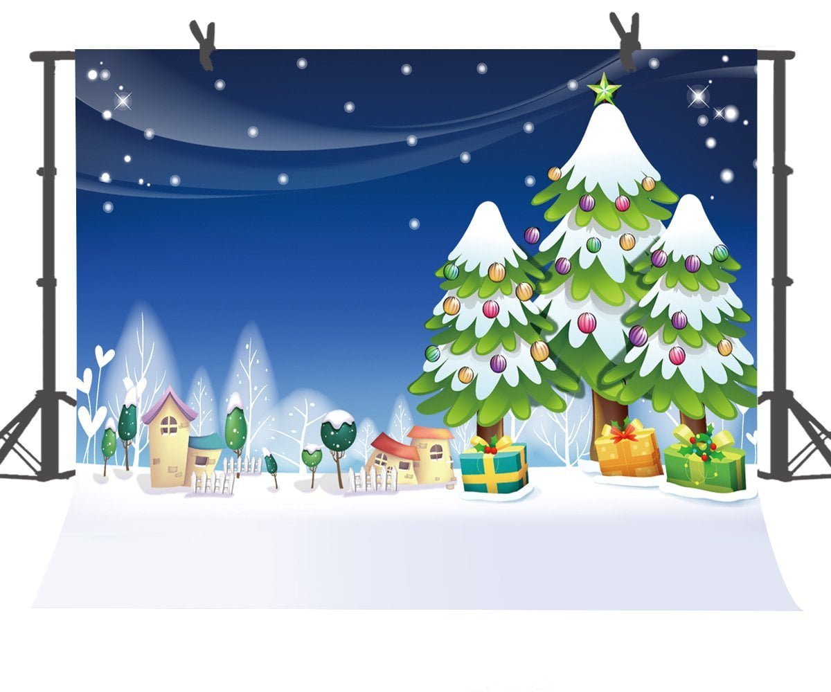GreenDecor 7x5ft Christmas Cartoon Tree Photography Backdrop For ...