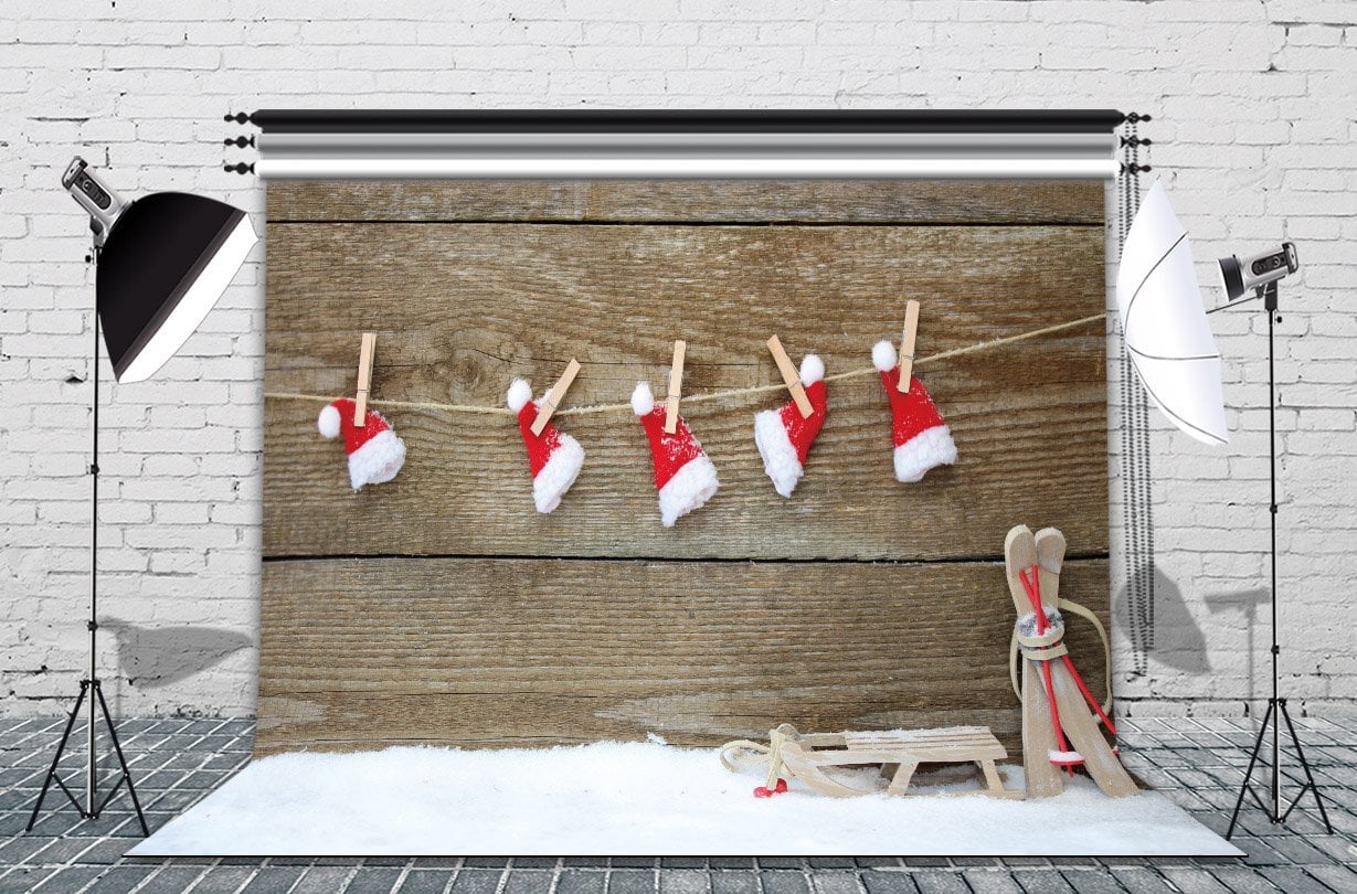 GreenDecor 7x5ft Christmas Hat Photo Backdrops Studio Background Studio ...