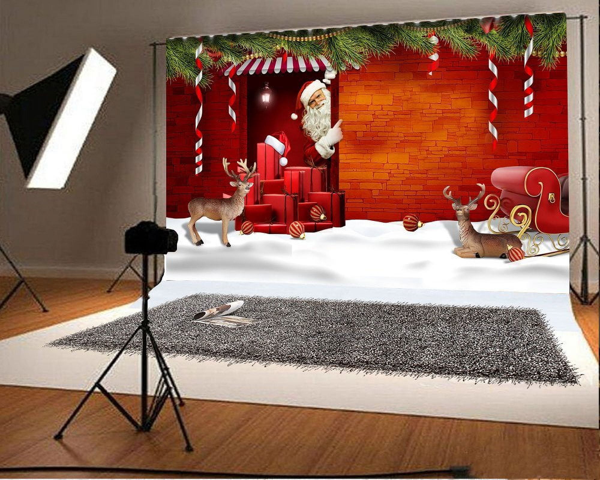 GreenDecor 7x5ft Christmas Snow Scene Santa Claus Backdrop Studio Props ...