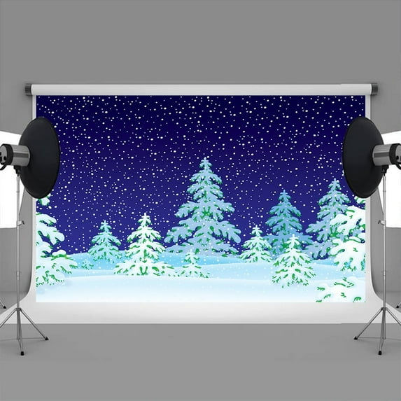 GreenDecor 7x5ft Christmas backdrops Snow pine forest christmas photo ...