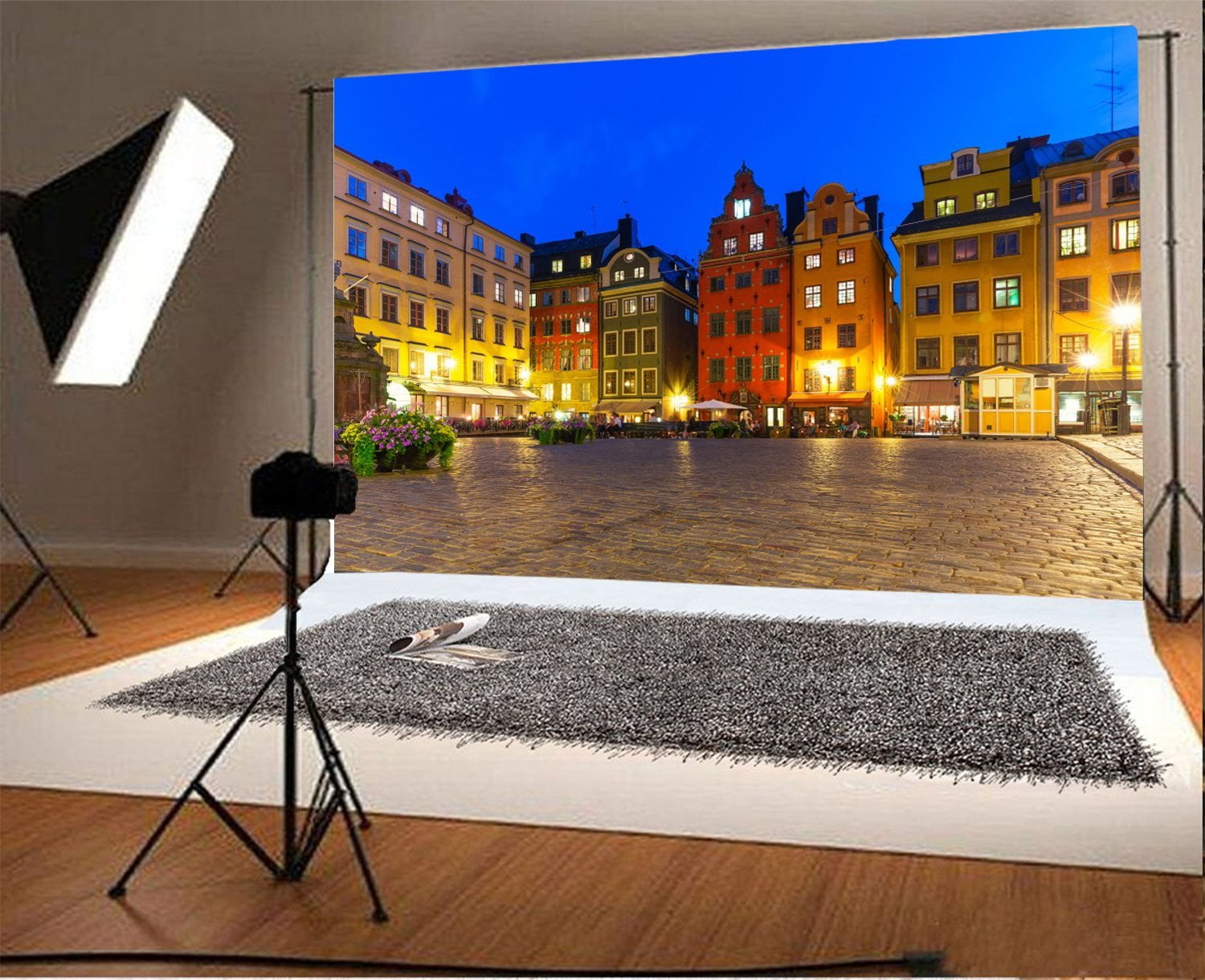 GreenDecor 7x5ft Cityscape Night View Backdrop Shining Lights European ...