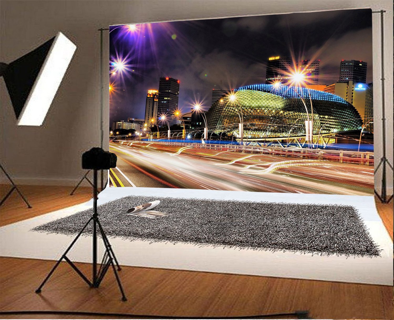 GreenDecor 7x5ft Cityscape Night View Backdrop Shining Lights Modern ...
