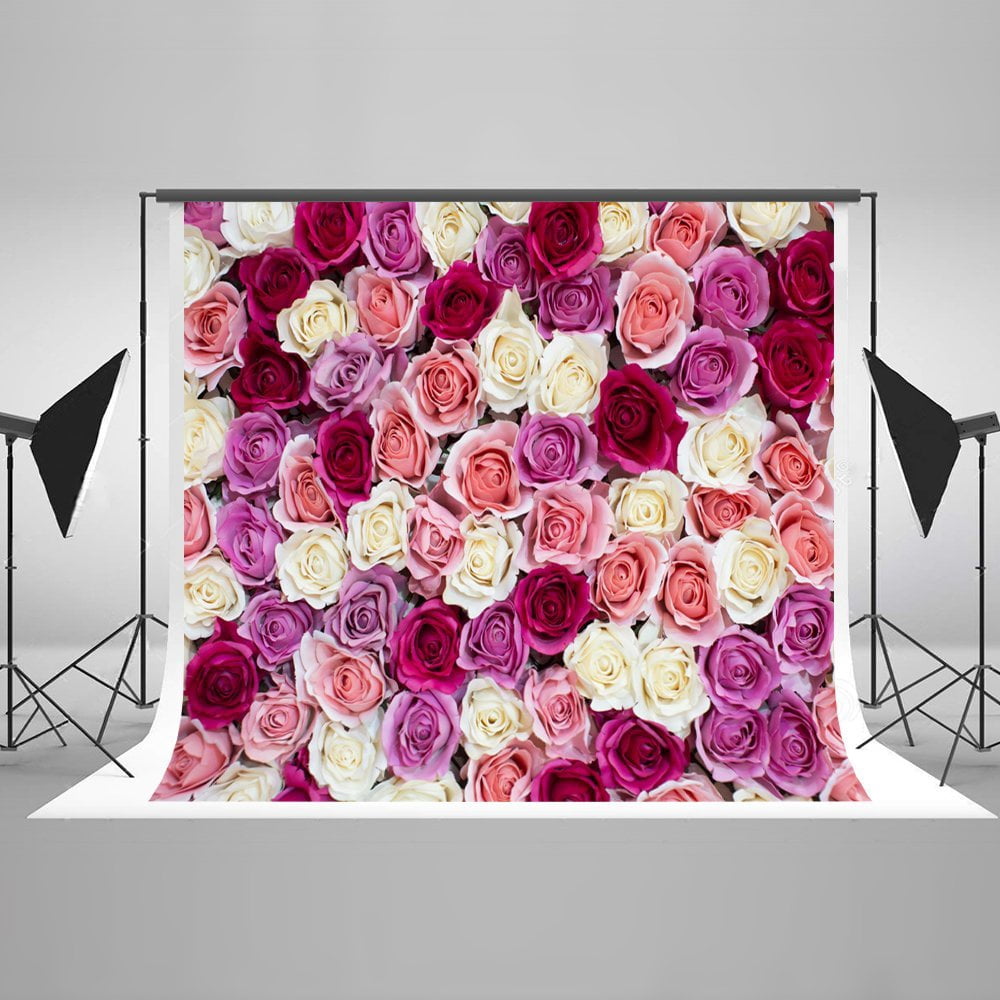 GreenDecor 7x5ft Colorful Red Pink White Purple Rose Flower Love ...