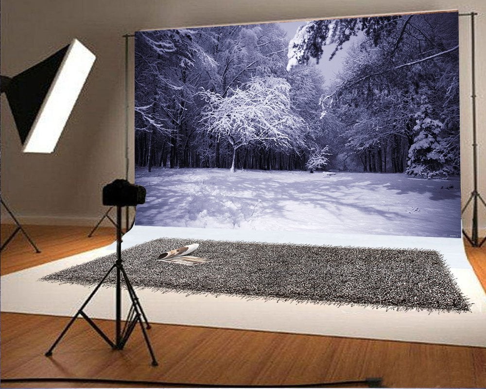 GreenDecor 7x5ft Dark Night and White Accumulated Snow Forest ...