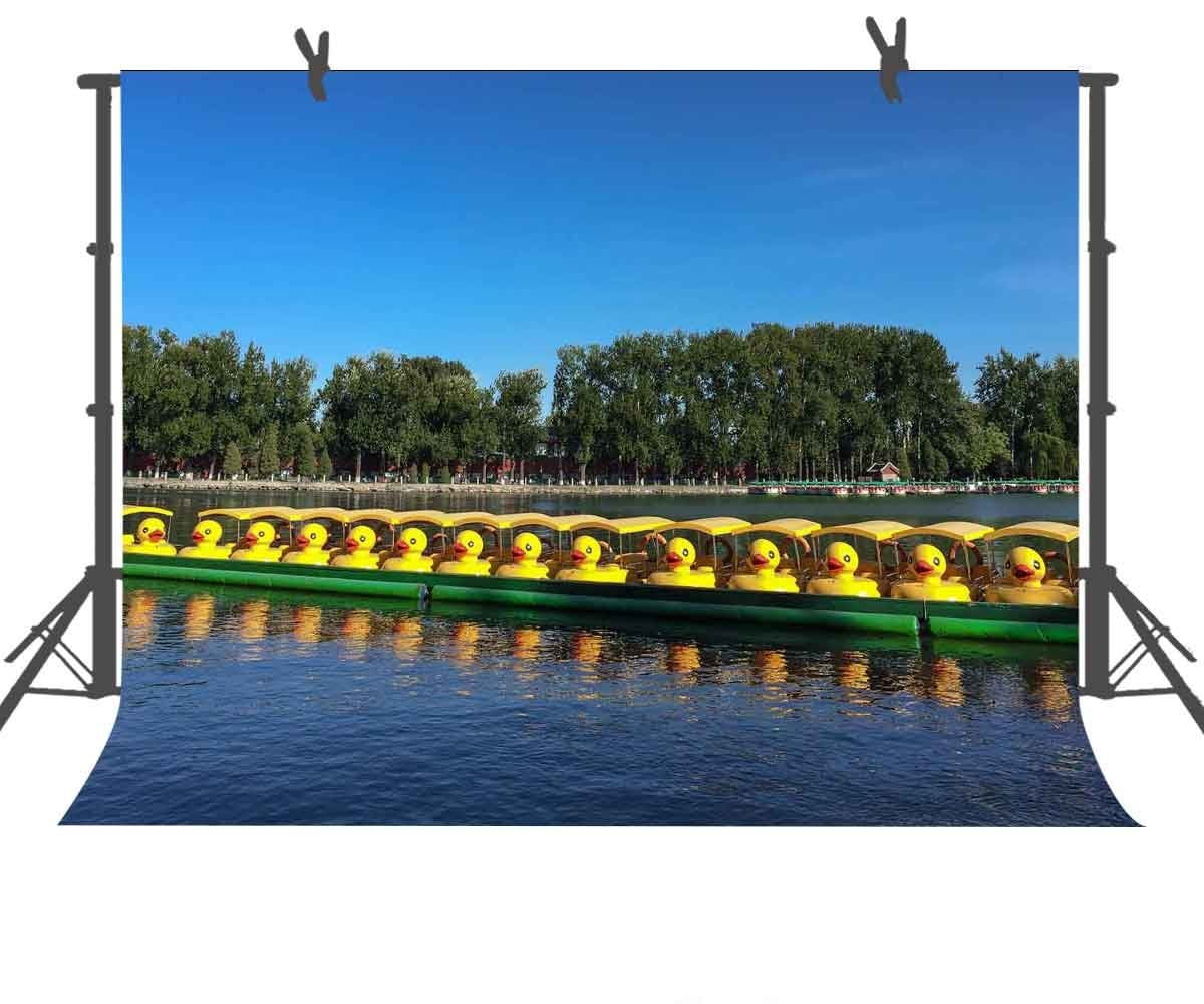 GreenDecor 7x5ft Duck Yacht on Park Lake Photography Backdrop Studio ...