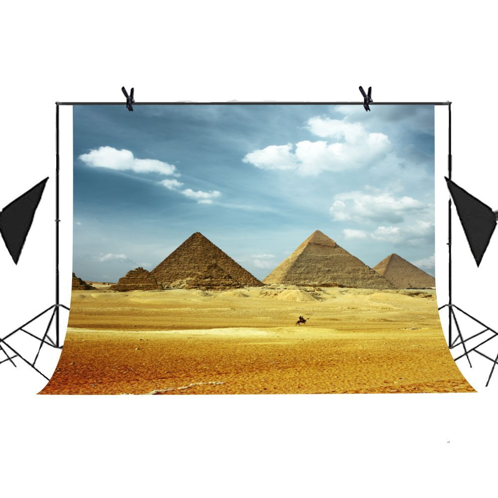 GreenDecor 7x5ft Egyptian Architecture Backdrop Desert Blue Sky Clouds ...