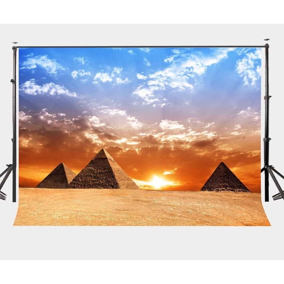 GreenDecor 7x5ft Egyptian Style Backdrop Egyptian Pyramids Setting Sun ...