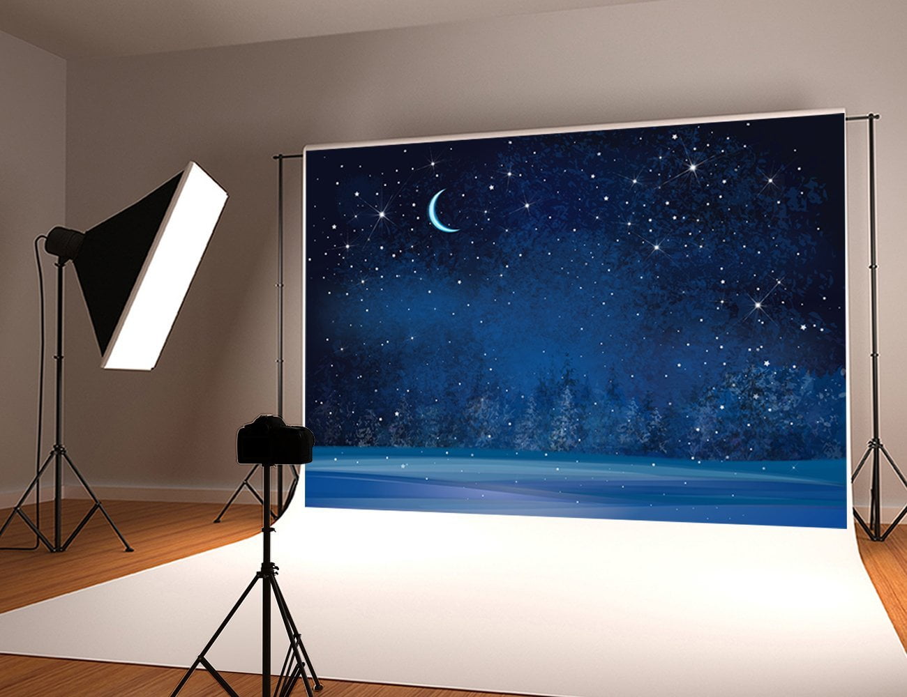 GreenDecor 7x5ft Evening Sky Photography Backdrops White Moon Bright ...
