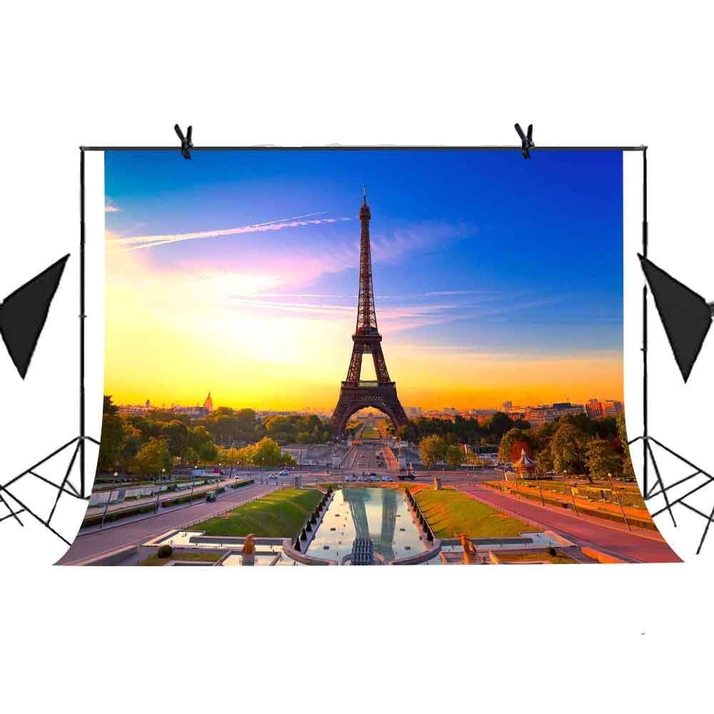 GreenDecor 7x5ft Famous Building Paris Backdrop Eiffel Tower Street ...