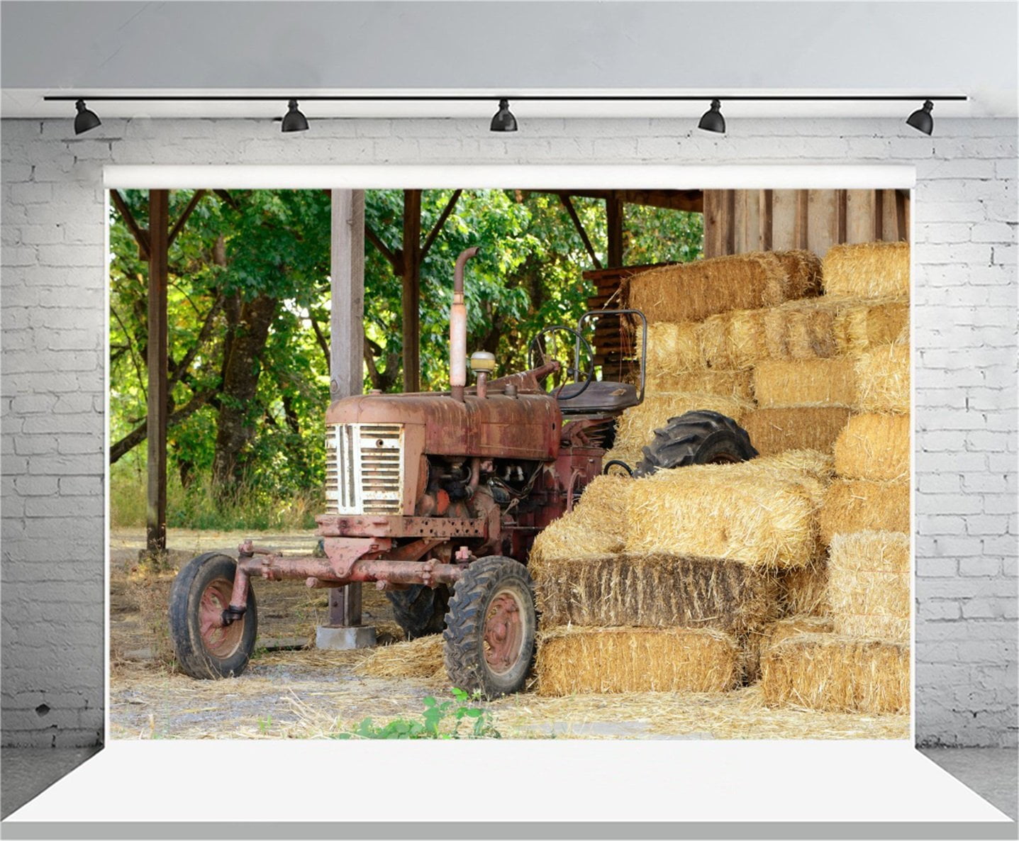 GreenDecor 7x5ft Farm Backdrop Tractor Bales of Hay Photography ...