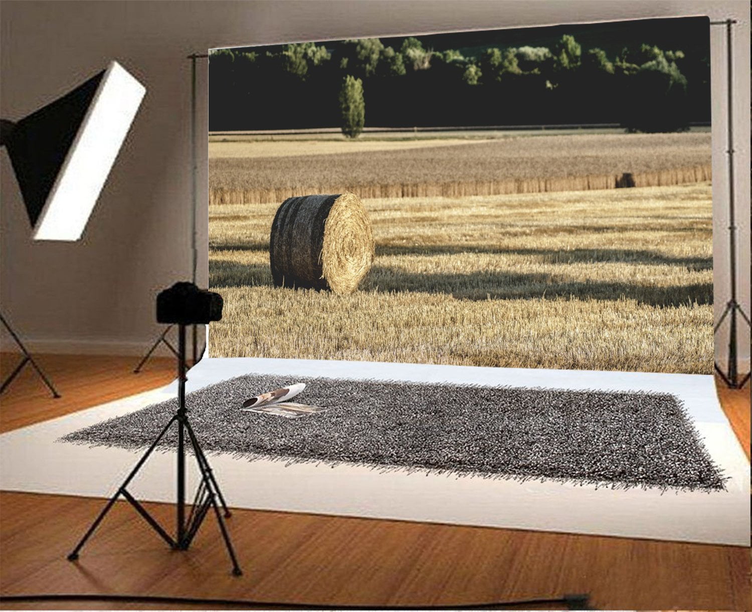 GreenDecor 7x5ft Farmland Backdrop Wheat Field Straw Hay Bale Green ...