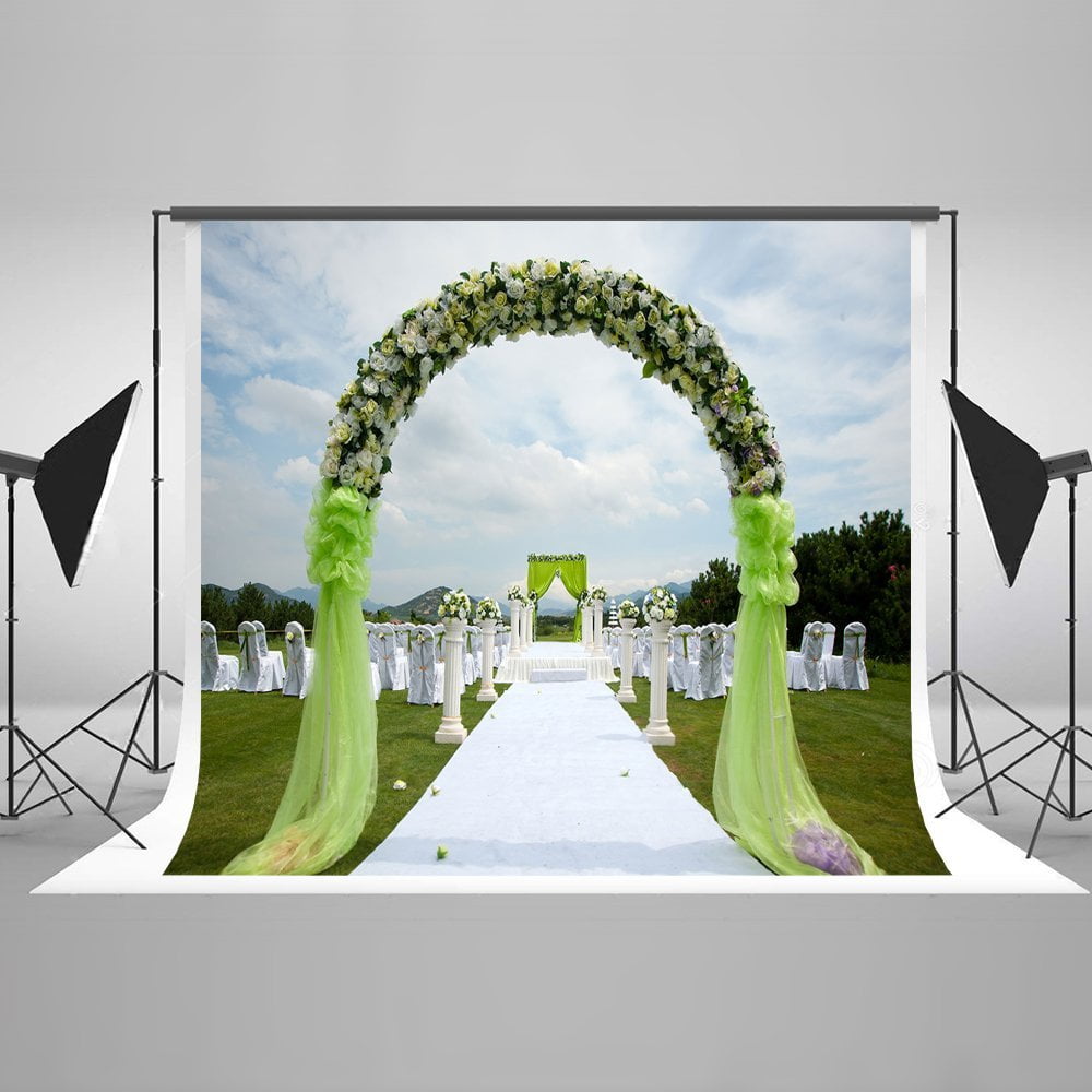 GreenDecor 7x5ft Festive Lover Romantic Wedding Sunny Sky Green Flower ...