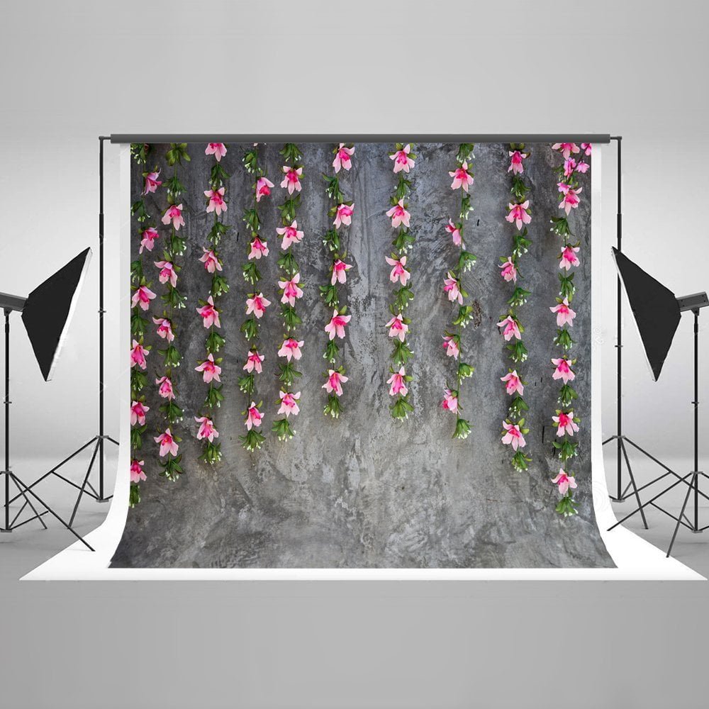 GreenDecor 7x5ft Flowers Backdrops Photography Background Gray Wall and ...