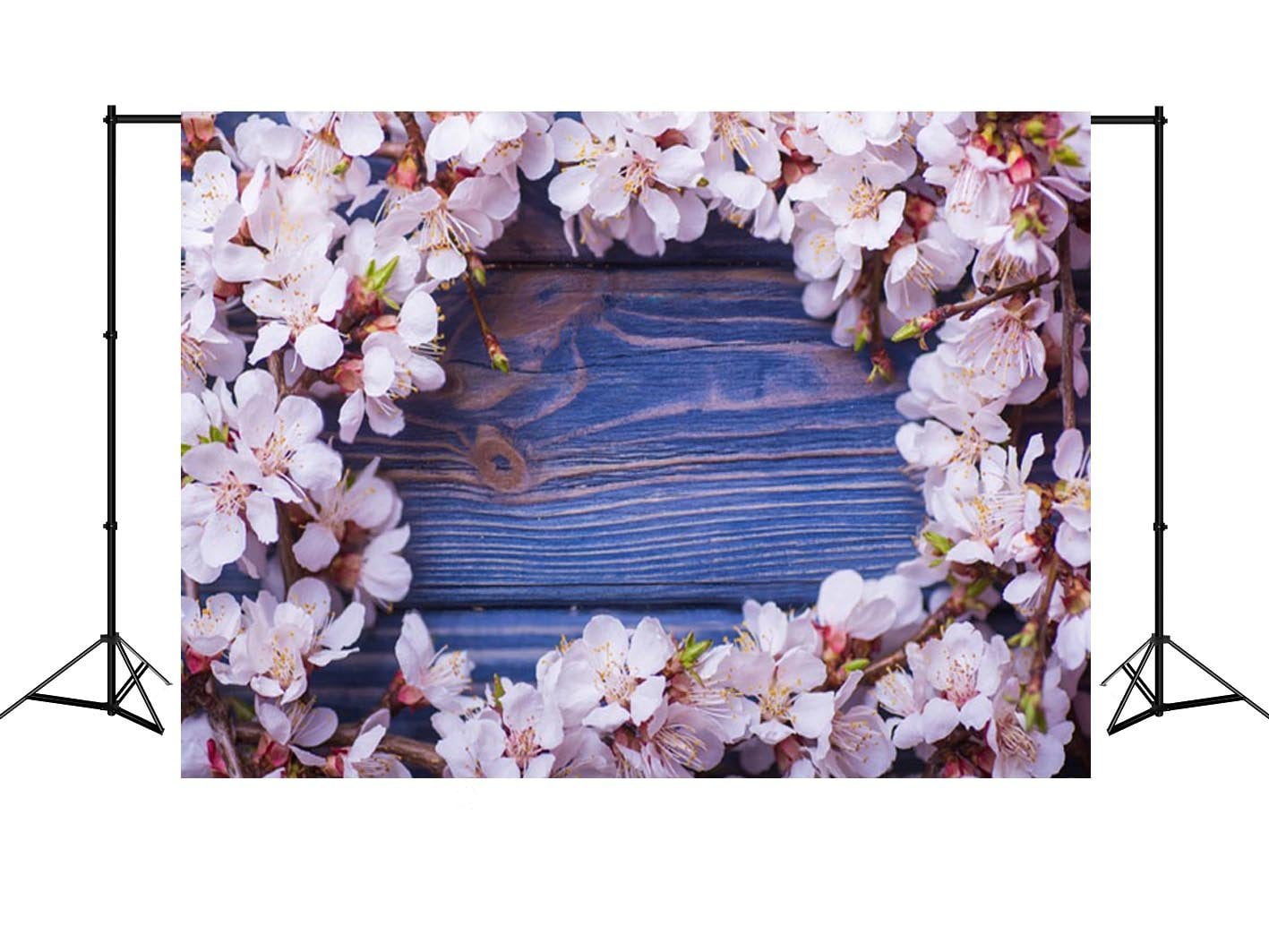 GreenDecor 7x5ft Flowers Photography Backdrops Light Pink Flower Wood ...
