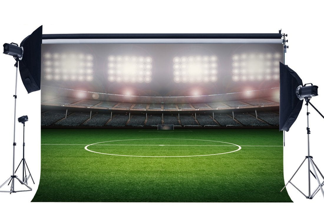 GreenDecor 7x5ft Football Field Backdrop Stage Lights Green Grass ...